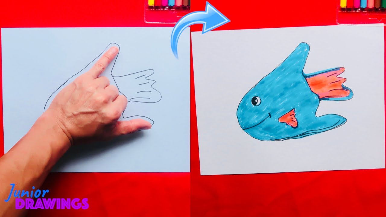 How to Draw Fish using Hands | Junior Drawings - YouTube