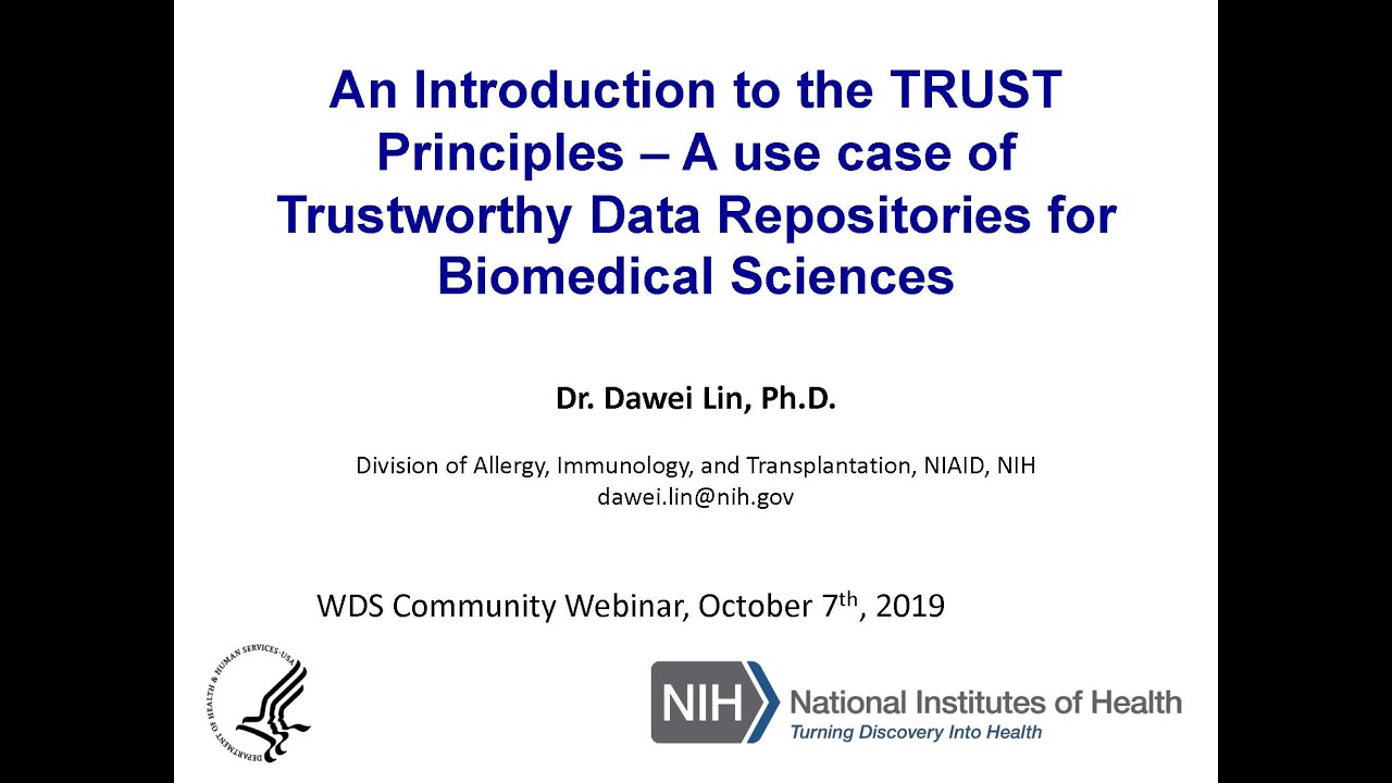WDS Webinar #12: An Introduction to the TRUST Principles (07-10-2019 ...