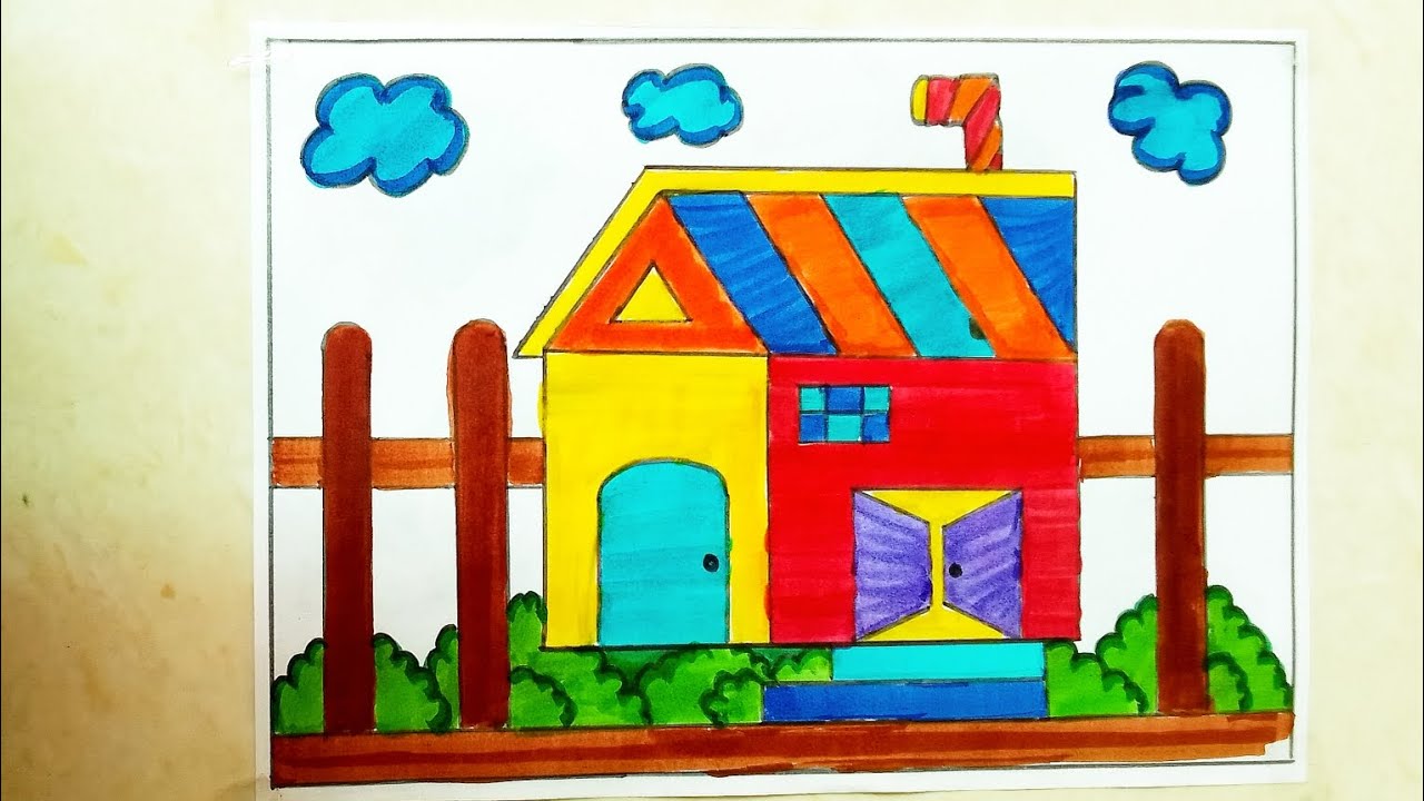 Home 🏠 Colourful Scenery Drawing step by step learn easy drawing # ...