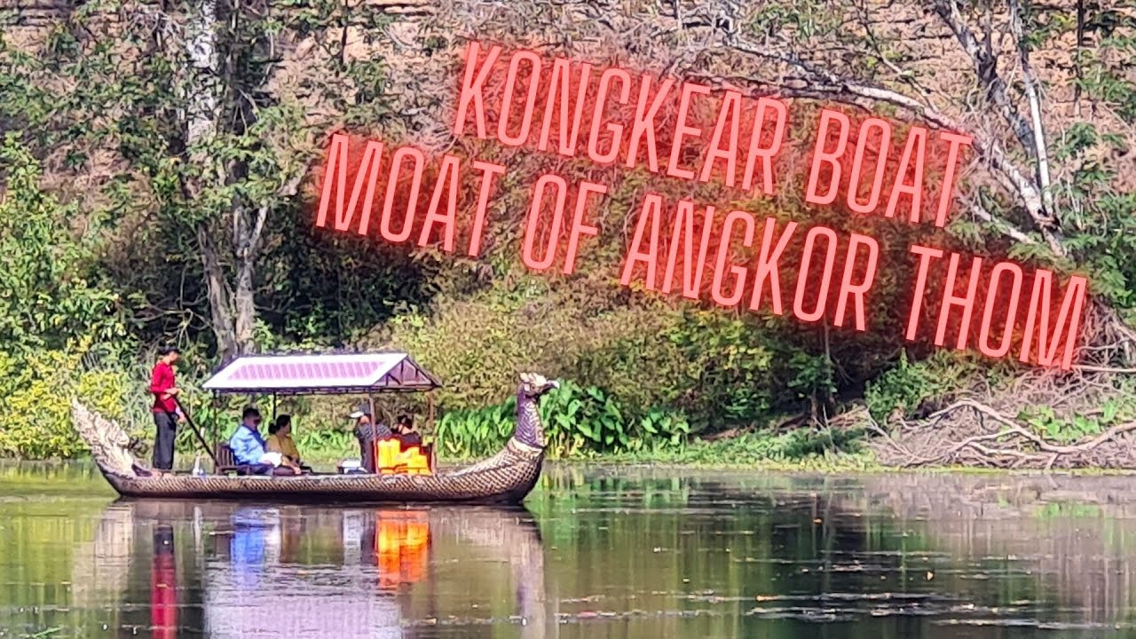 Traditional Khmer Boat on the Moat of Angkor Thom Siem Reap Cambodia ...