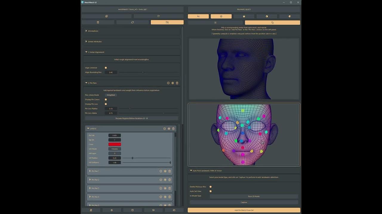 AI landmarks detection and mesh alignment in Maya - YouTube