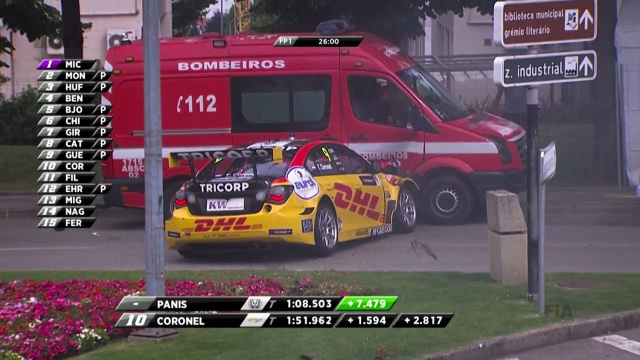 Tom Coronel crasht tegen brandweerwagen in Portugal - RTL GP - YouTube