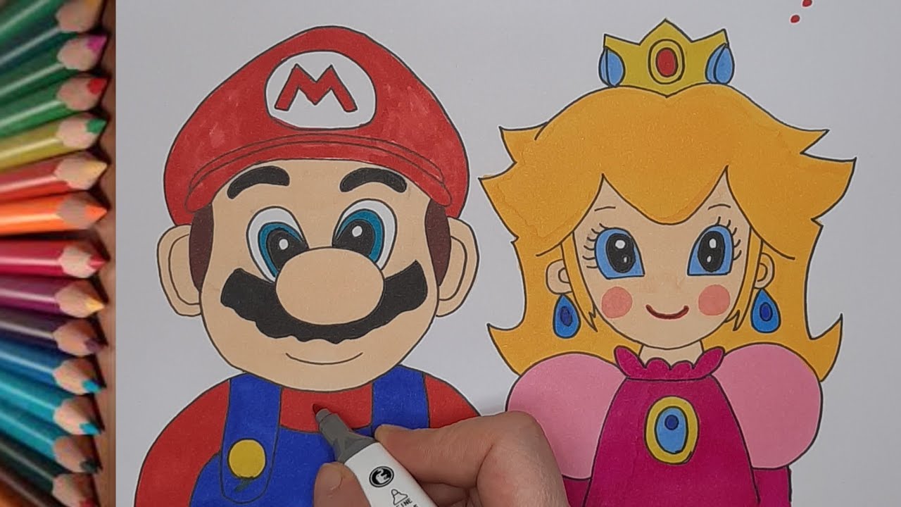 Drawing and Coloring SUPER MARIO and Princess Peach 🍄👨👸🏼| Drawings For ...