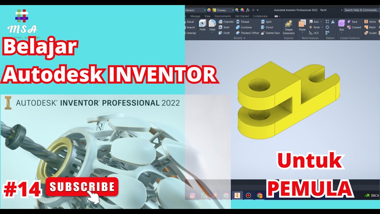 Tutorial Inventor 14 | 3D Model Basic for Beginner (Exercise 14) / Membaca Gambar Teknik Bracket ...