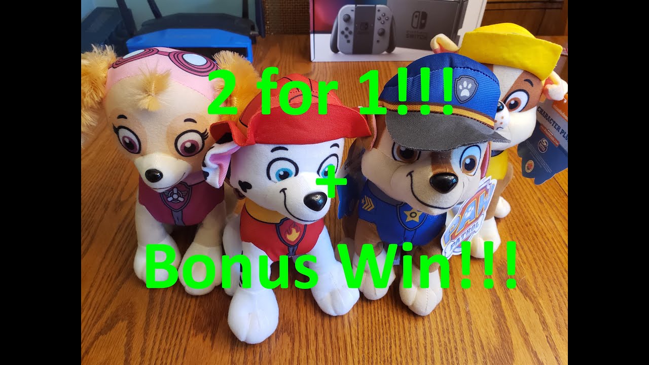 Paw Patrol Claw Machine Wins Part 2 /w Bonus WIN and a 2 for 1!!! - YouTube