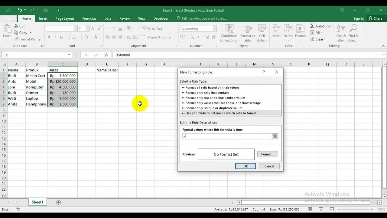 Penggunaan Data Validation And Conditional Formating Youtube