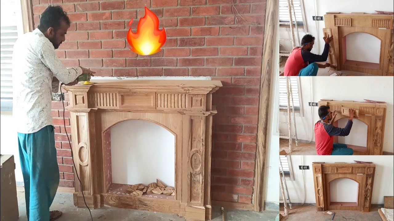 How to make wooden 🔥 fire place for living room home interior ! fire ...