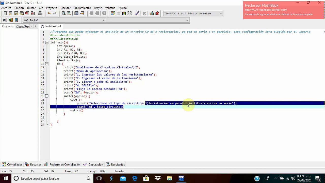 Programa en C++ de un Analísis de un Circuito de Resistencias en Serie ...