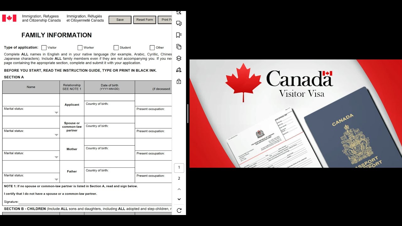 Visitor or Tourist Visa//Full Application//IMM5257,IMM5645 Form Fill up ...