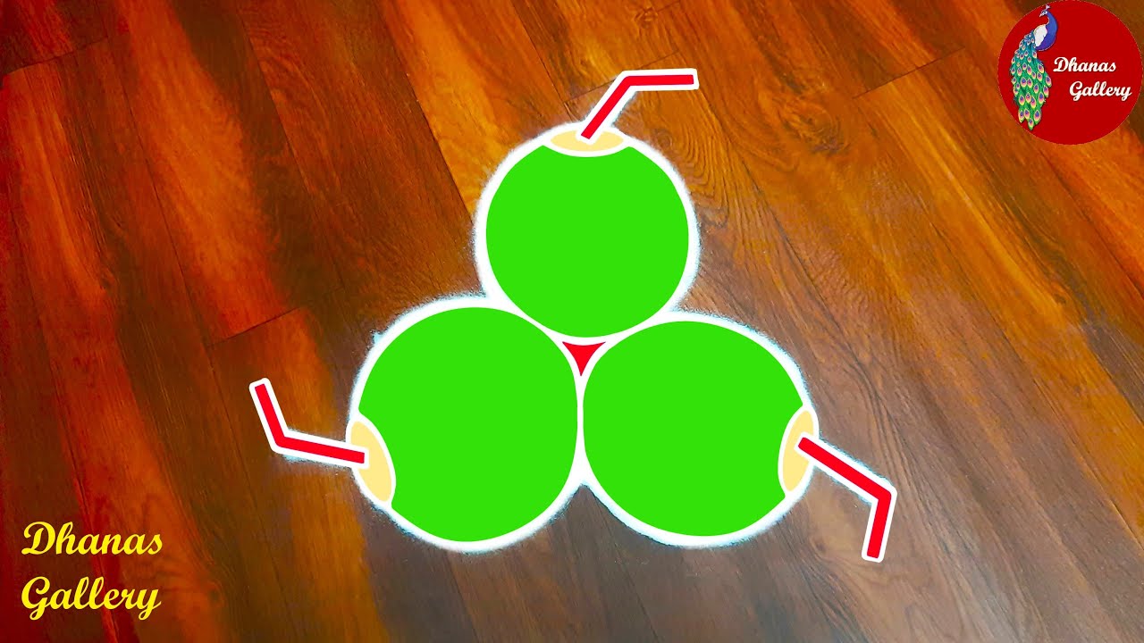 Creative Tender Rangoli-Dots | Summer Special Tender Coconut Kolam|Easy ...