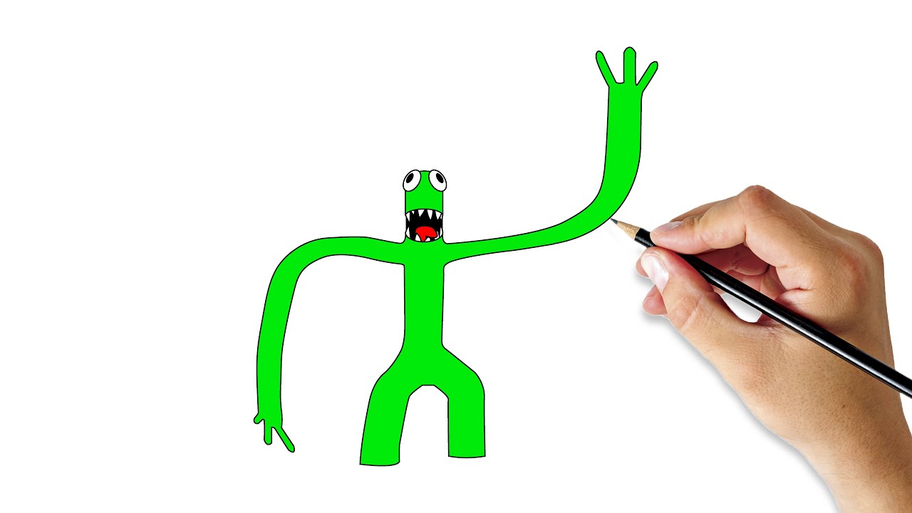 How to draw green from rainbow friends roblox step by step easy - YouTube