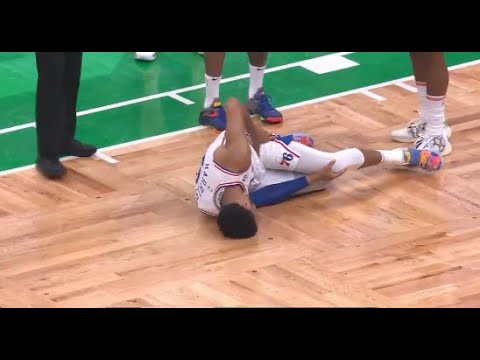 Tobias Harris with a big scare goes down in pain - #nba | Sixers vs ...