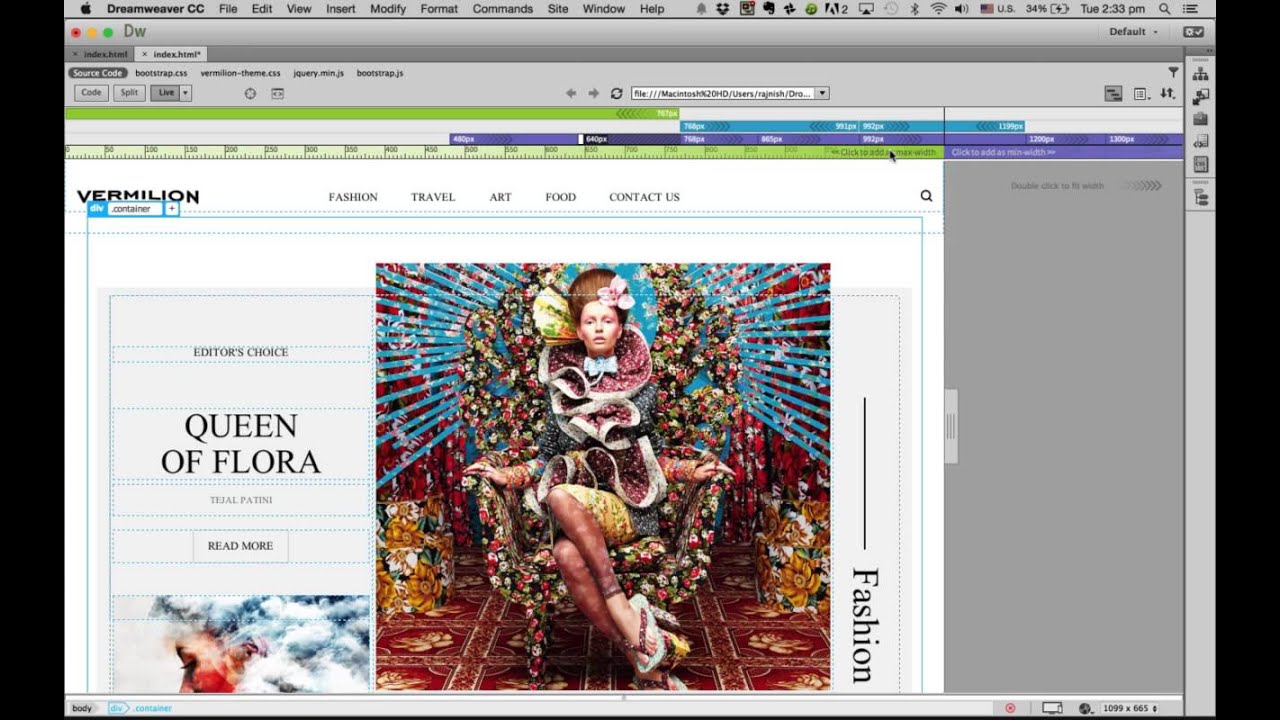 Responsive Design using Adobe Dreamweaver 2015 : Visual media queries ...
