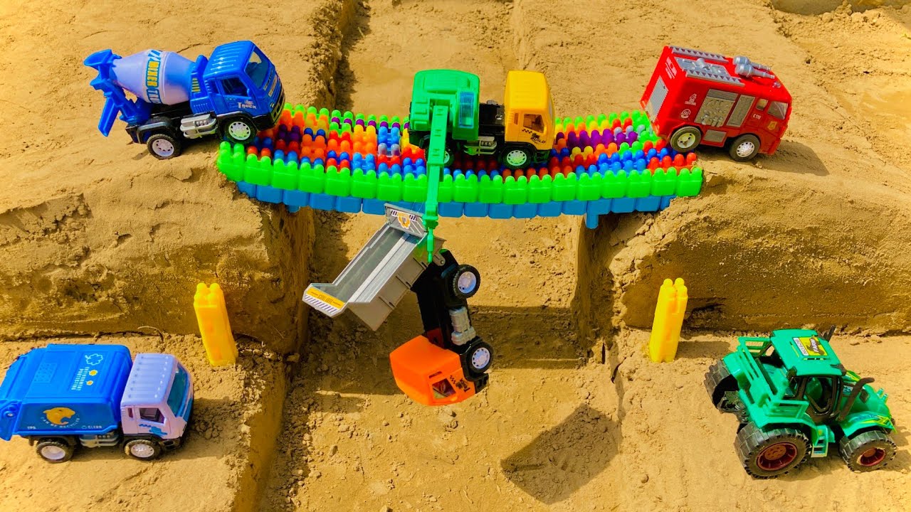 Build Bridge Blocks Toys for kids || Construction vehicles for kids ...