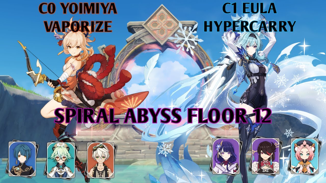 C0 YOIMIYA & C1 EULA SPIRAL ABYSS 2.3 FLOOR 12 FULL STAR CLEAR GAMEPLAY ...