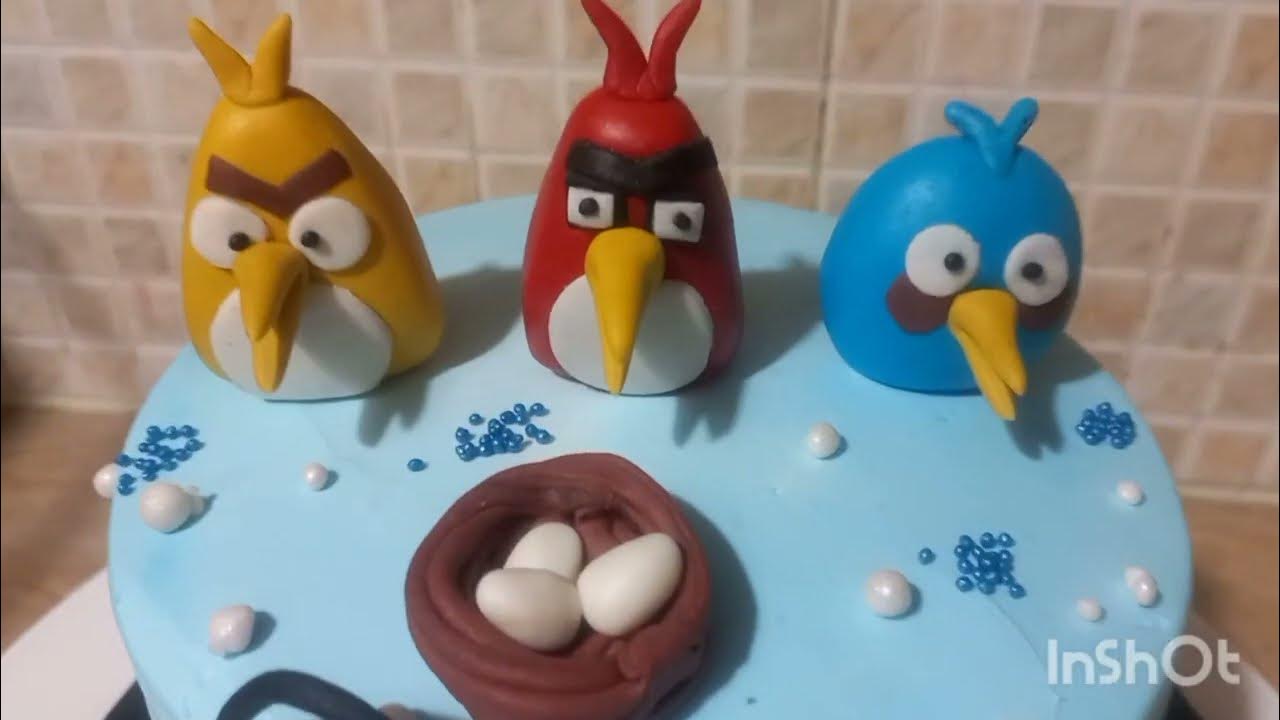 How to make angry birds theme birthday cake design/angry bird birthday cake/ cartoon characters ...