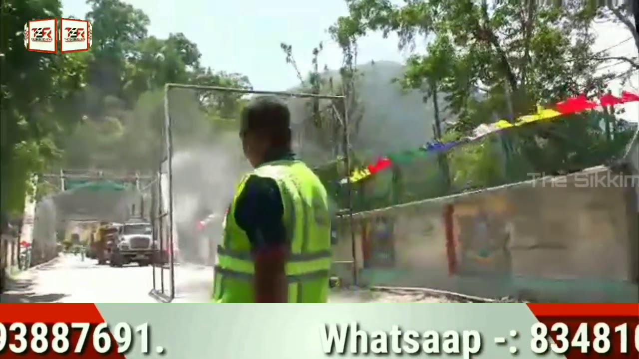Vehicle disinfection gate today set up at Rangpo check-post - YouTube