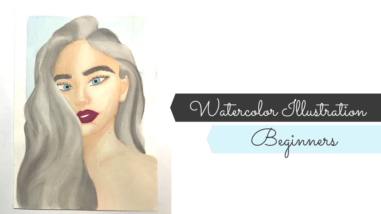 Watercolor Illustration- Girl with Gray Hair- Painting Step by Step ...