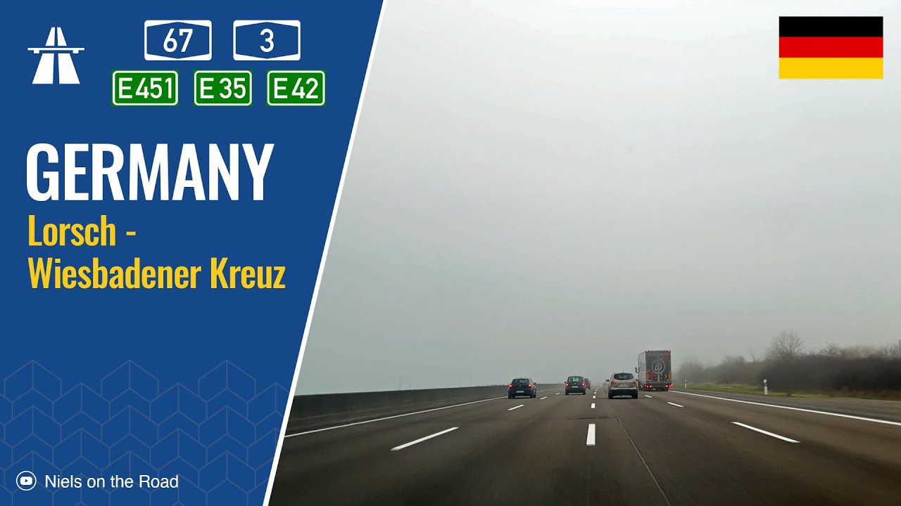 Driving in Germany: Autobahn A67 E451 & A3 E35 E42 from Lorsch to ...