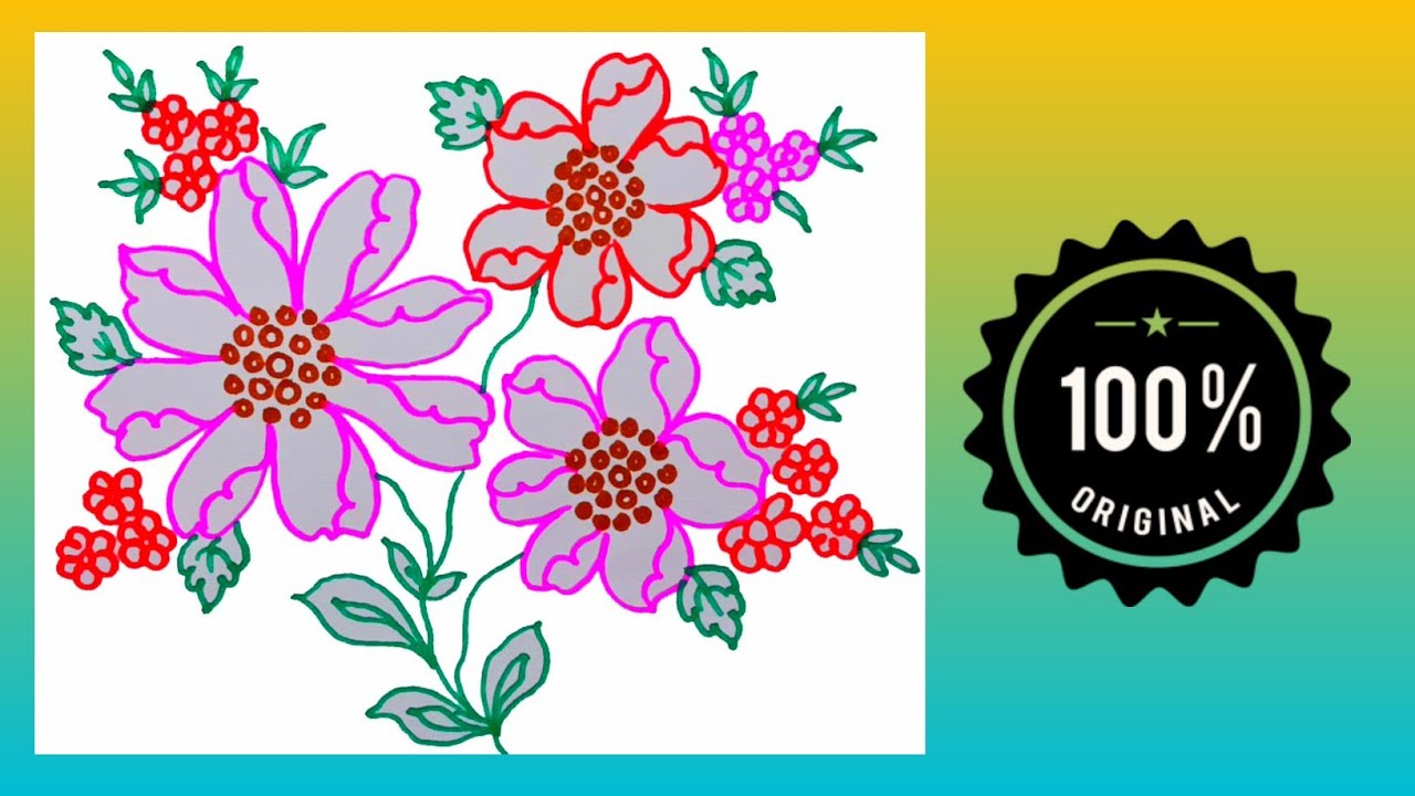 Hand Embroidery Flower Design Sharee And Salwar Kameez | Sketch Pen Art ...