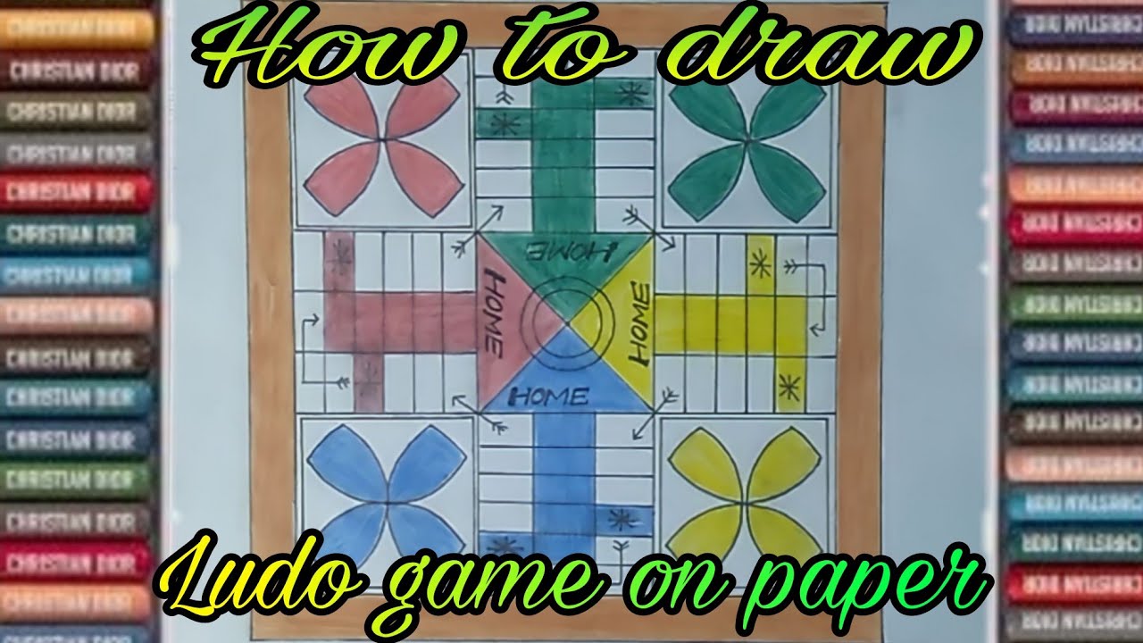 Ludo board game 🎲 drawing & colouring | How to make ludo 🎲 game at home ...
