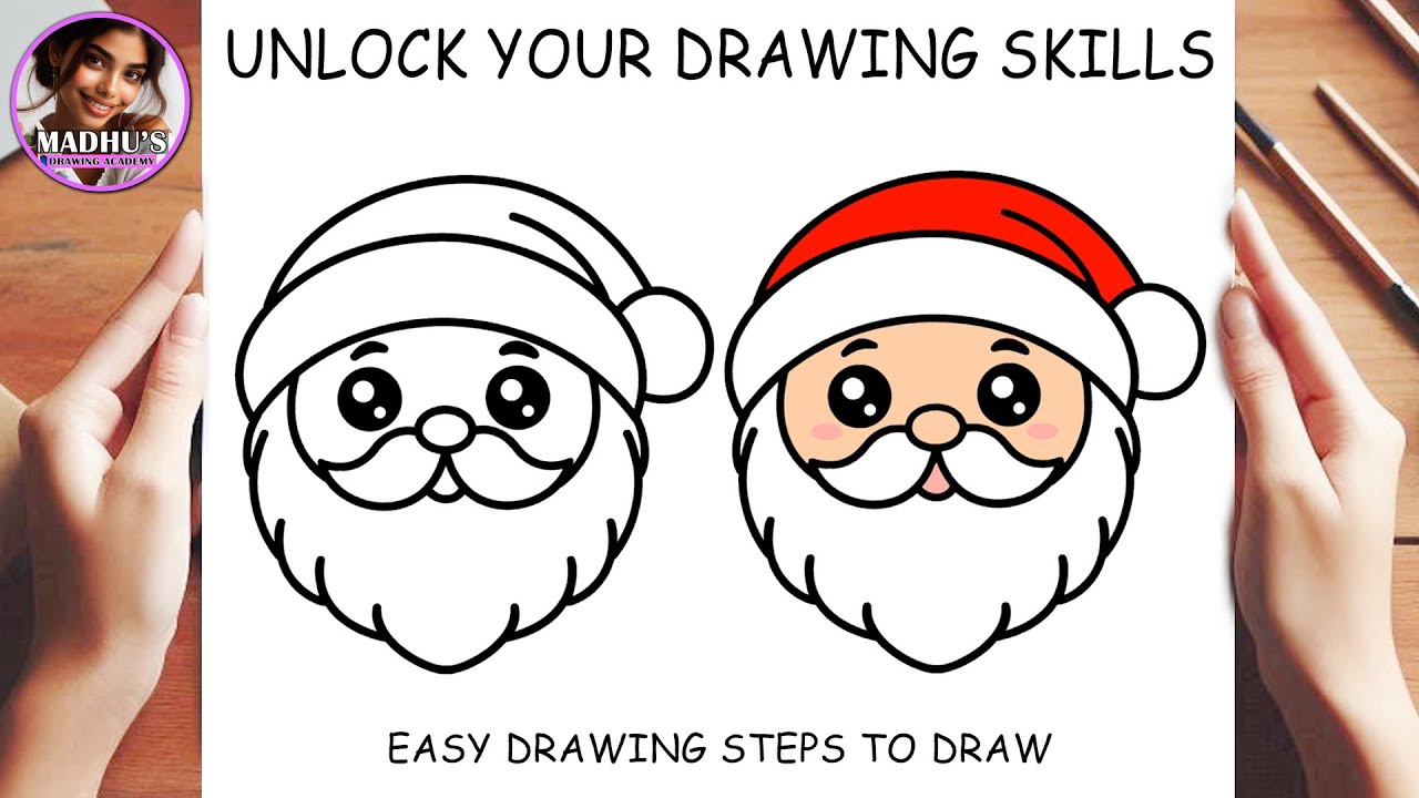 Unlock your drawing Skills, Draw Cute Santa Face Easy 🎅, 1 min, Madhu's ...