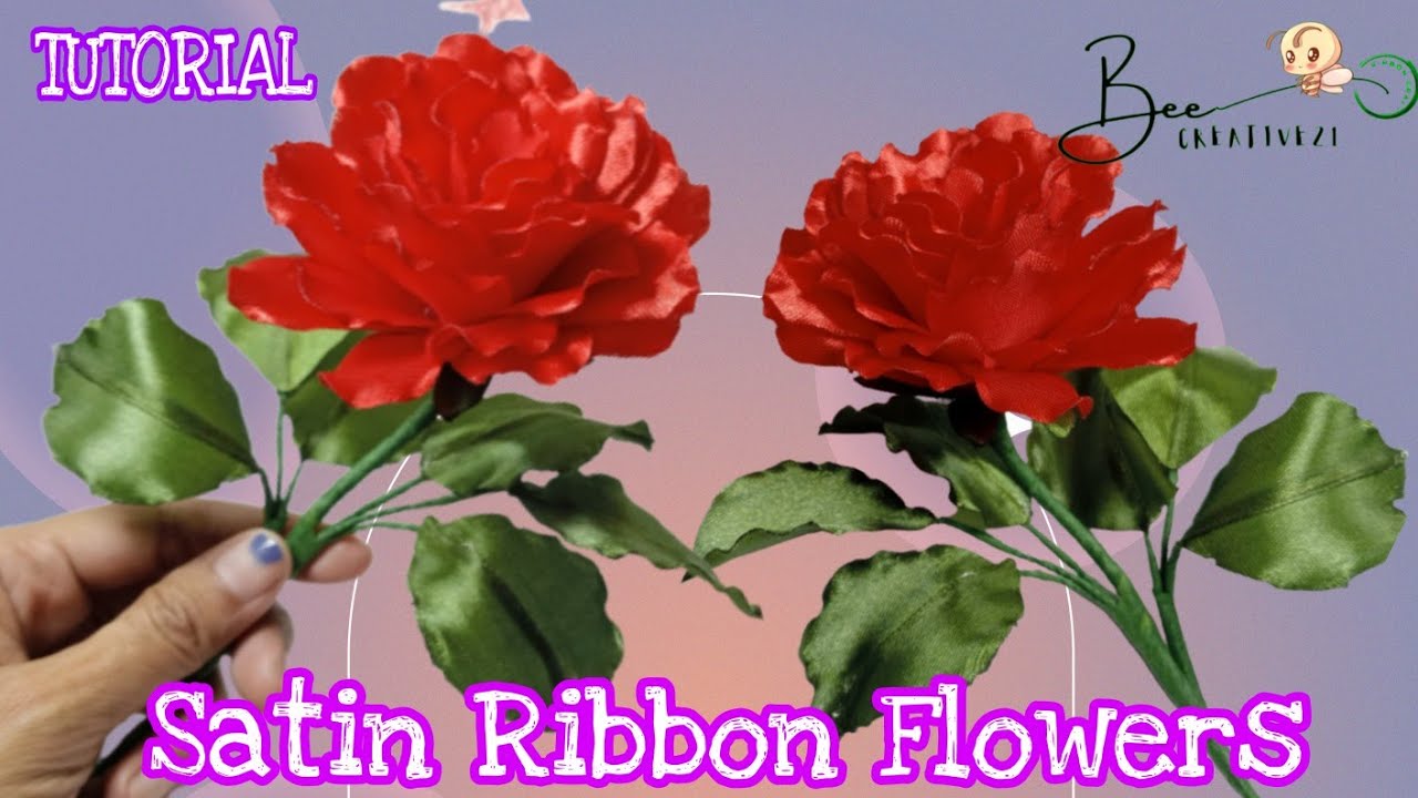 DIY || How to Make Satin Ribbon Red Roses Bloom Flowers Very Easy - YouTube