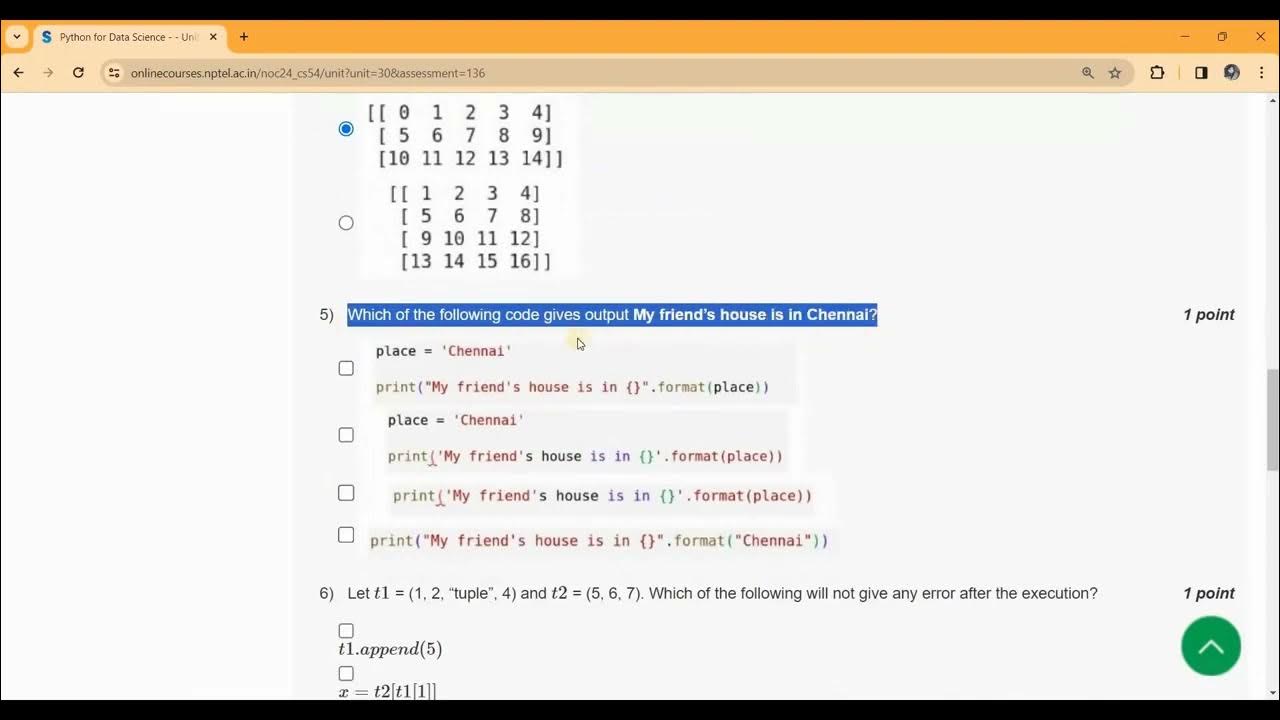 Python for Data Science Week 2 NPTEL Assignment Answers Jan Apr 2024 Session assignmentsolver ...