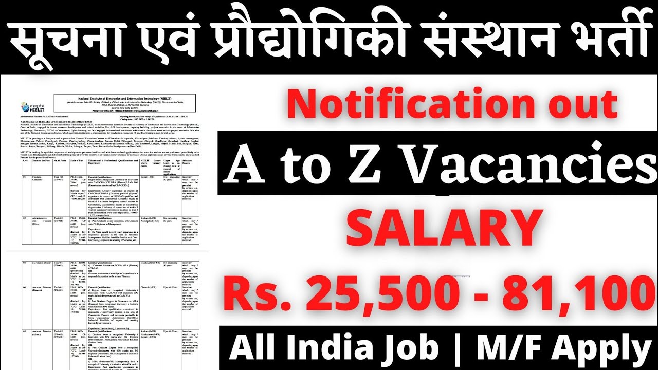 National Institute of Electronics and Information Technology Vacancy ...