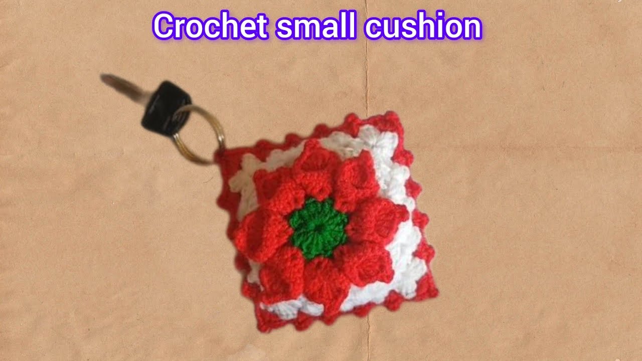 Beautiful crochet small cushion | key ring - YouTube