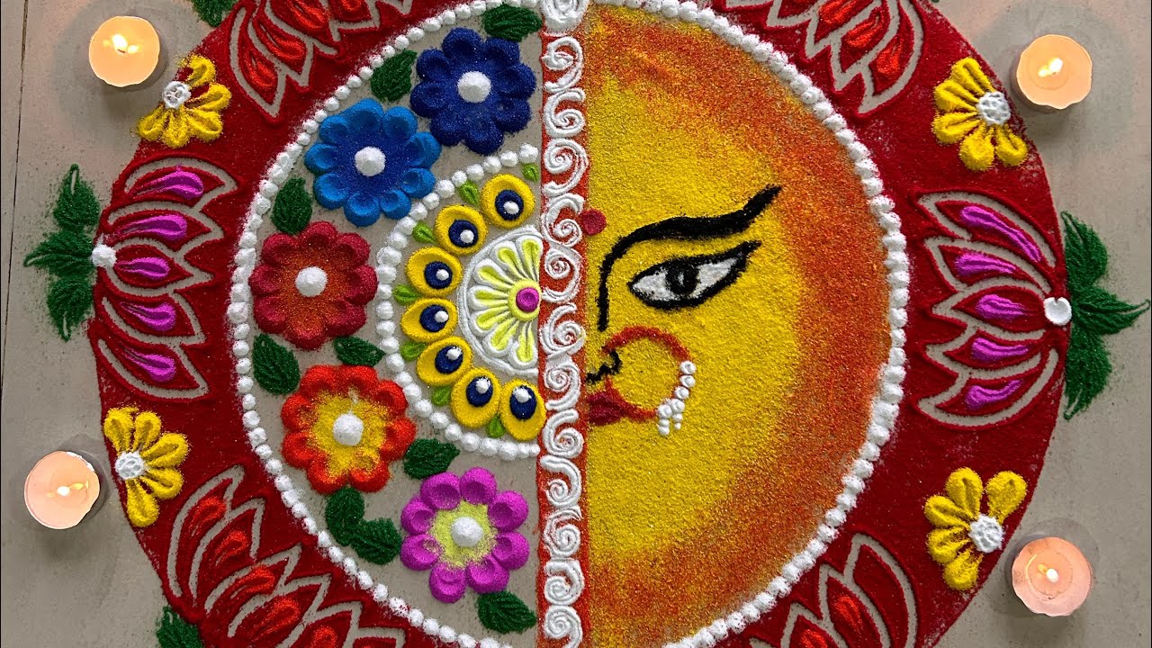 Maa Durga | Dasara Special Rangoli design | Navratri Rangoli design ...