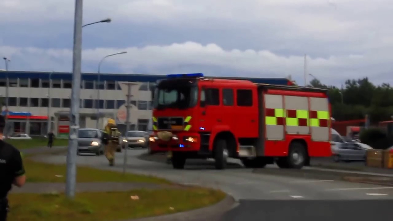 icelandic fire deparment dealing with a huge fire in downtown reykjavik ...