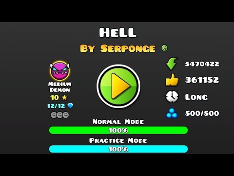HeLL by Serponge 100%, Demon Gauntlet final level | Geometry Dash 2.1 ...