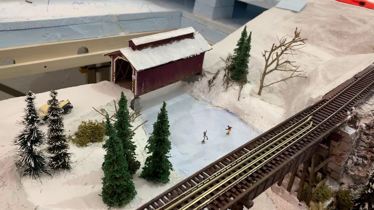 Winter train display layout part 3 - YouTube