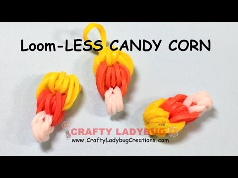 Rainbow Loom-LESS EASY CANDY CORN CHARM HALLOWEEN Series Tutorials by Crafty Ladybug/How to