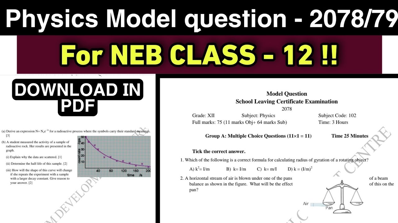 Physics New Model Question for Class 12 NEB New Course | For 2077/78 ...