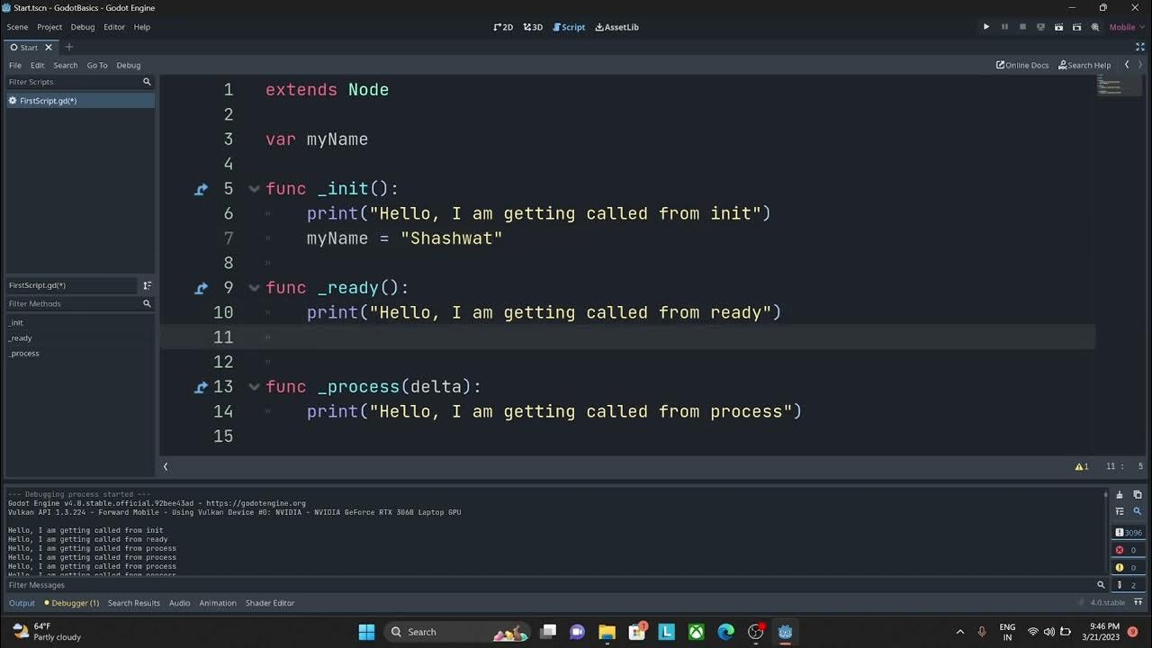 Godot 4 Beginner Tutorial Series 13 Godots Lifecycle Methods Youtube
