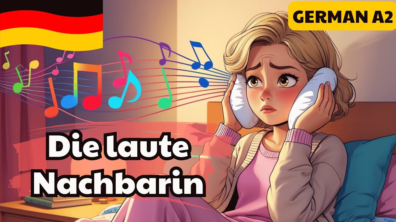 Deutsch lernen A2 | Die laute Nachbarin | German A2 Story - YouTube