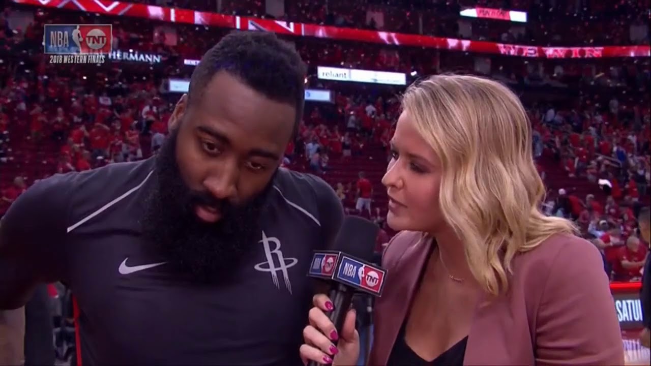 James Harden postgame Interview | Rockets vs warriors Game 2, May, 16 ...