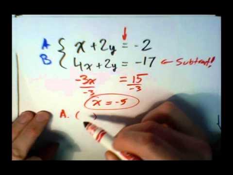Solving systems of equations by Elimination (subtract) - YouTube
