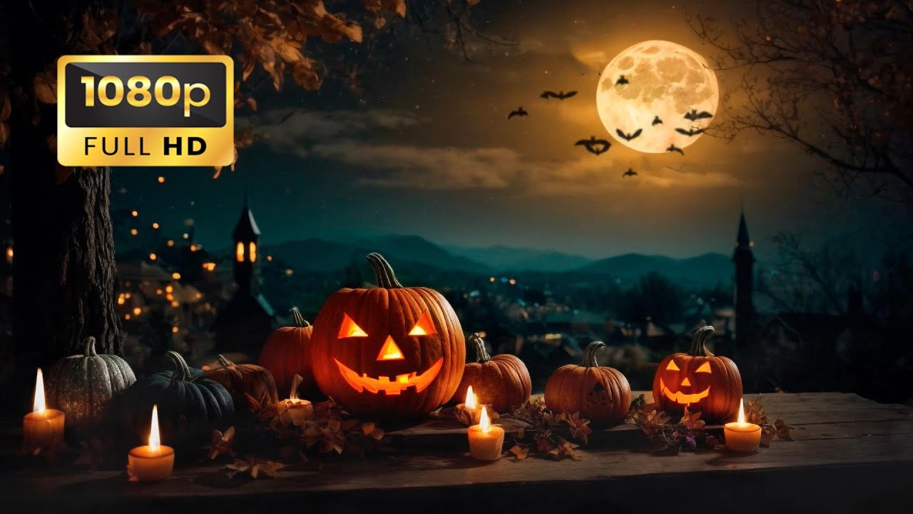 Fondo de Halloween con calabazas y murciélagos HD - Halloween ...