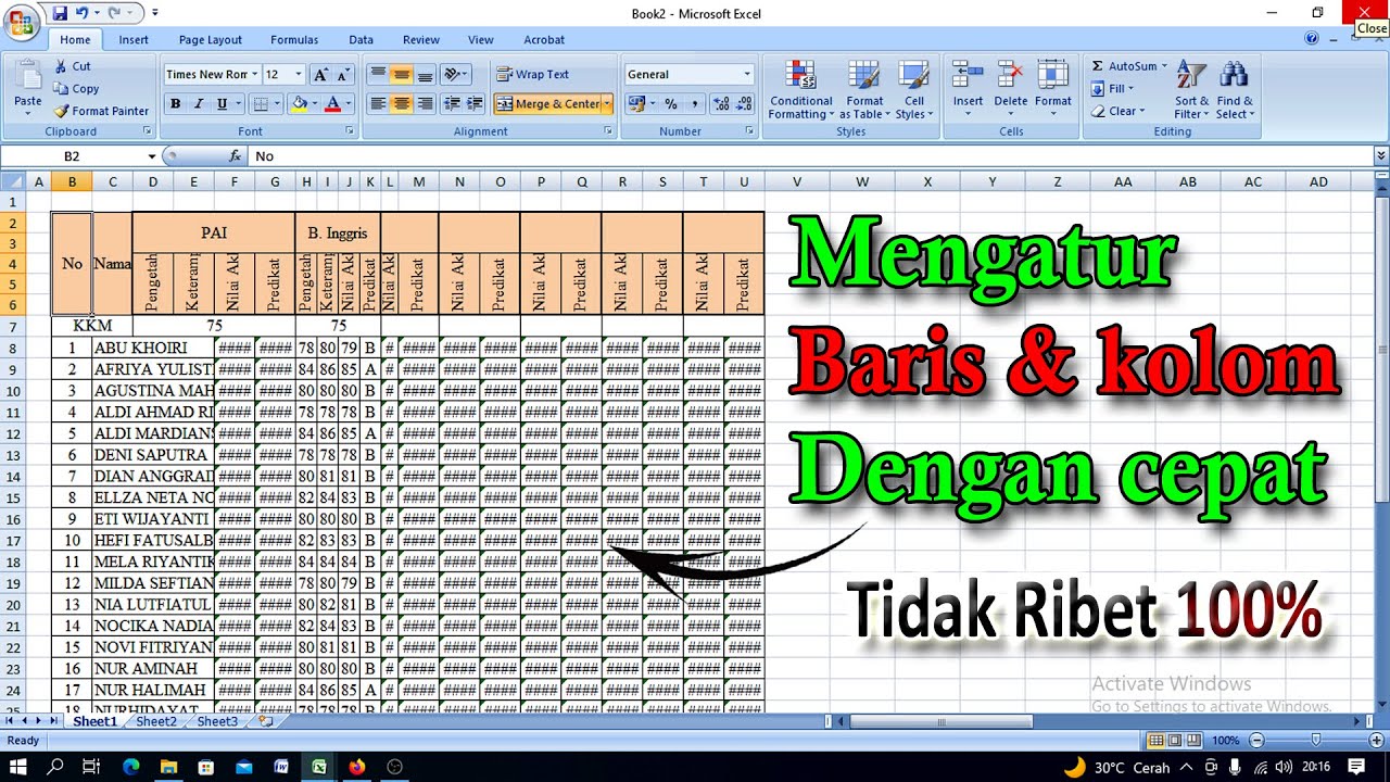 Mengatur BARIS dan KOLOM dengan Cepat Pada EXCEL - YouTube