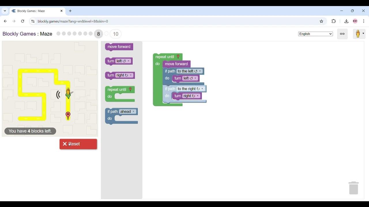Blockly Games Maze Level 1-10 solutions - YouTube