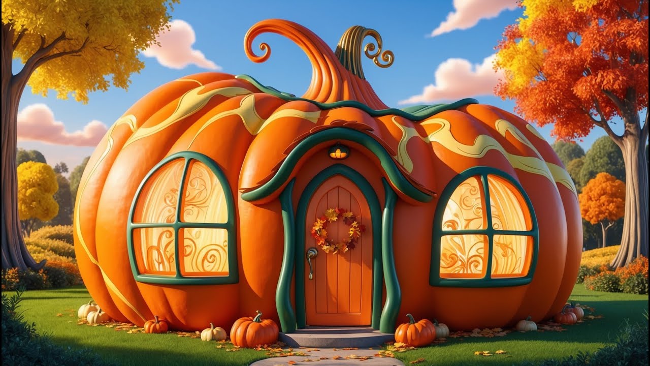 Pumpkin house drawing | Pumpkin house for kids | Coloring videos for ...