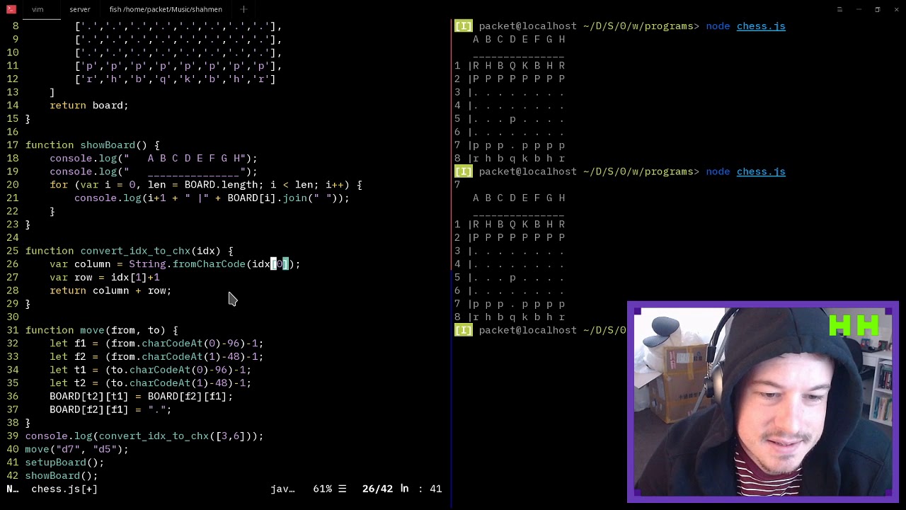 Live Coding Chess In Nodejs On Twitch Vim Youtube