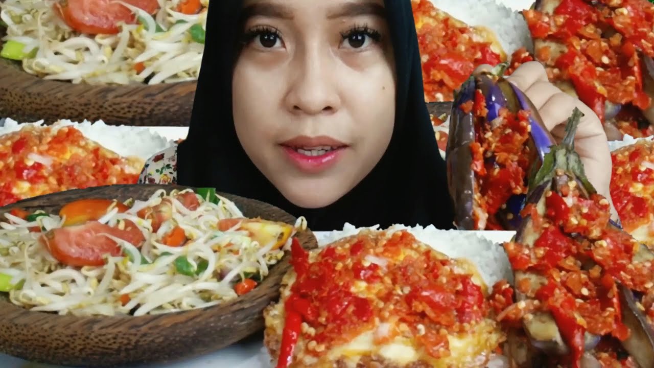 Asmr Mukbang Terong Penyet Telor Penyet Sambel Geprek Tumis Toge Pedas🔥
