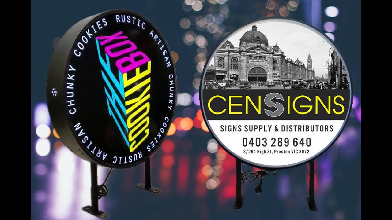 80cm Flat Black Round LED Light box - Signs Shop - YouTube