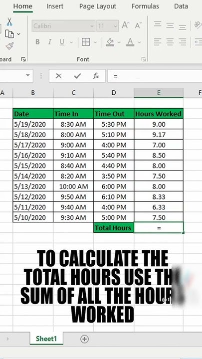 How to calculate hours worked| #excel #msexcel #excelformula #exceltutorial #shortvideo # ...