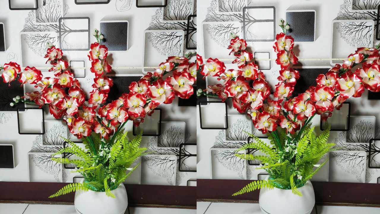 merangkai bunga cantik dari bahan akrilik - YouTube