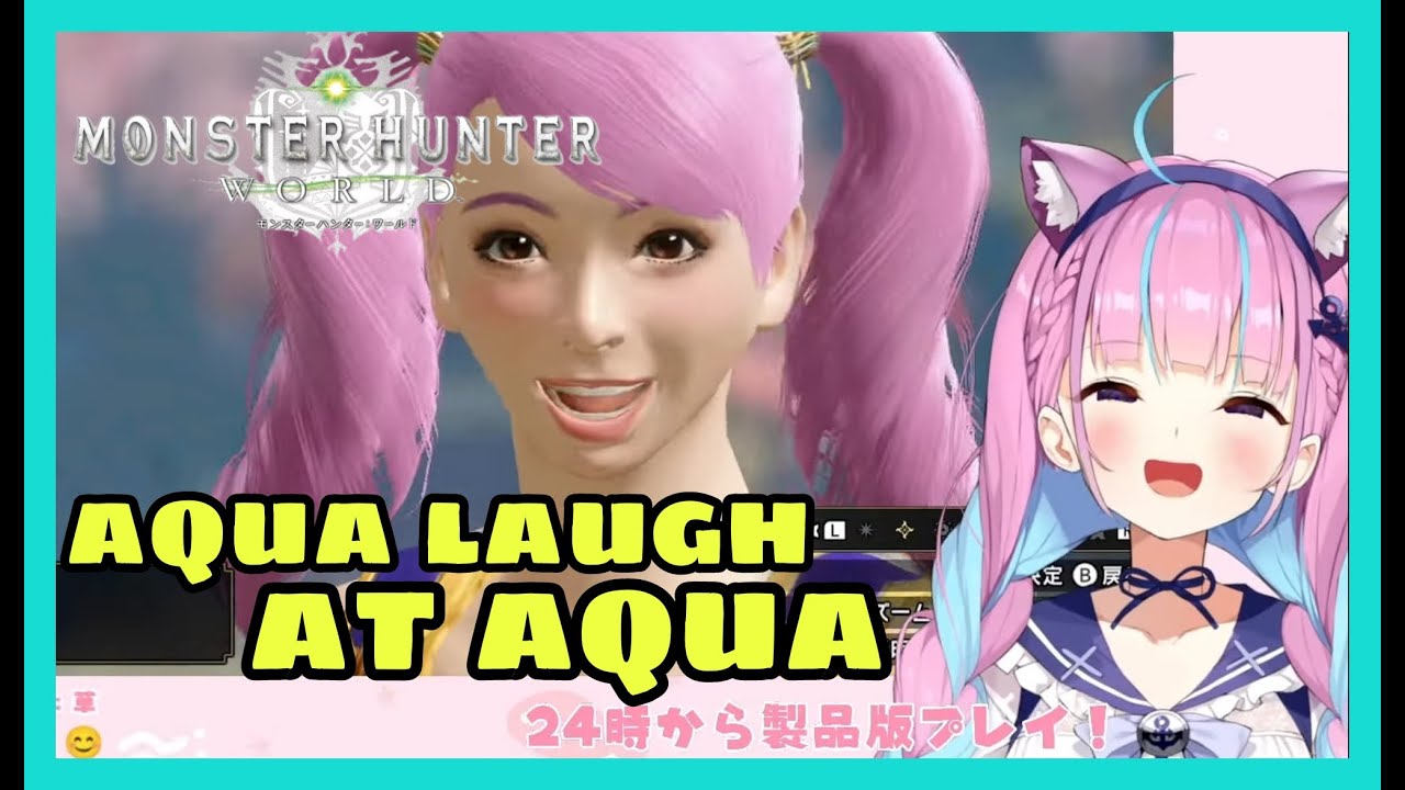 Minato Aqua Laugh At Her Own Monster Hunter Character | Monster Hunter ...